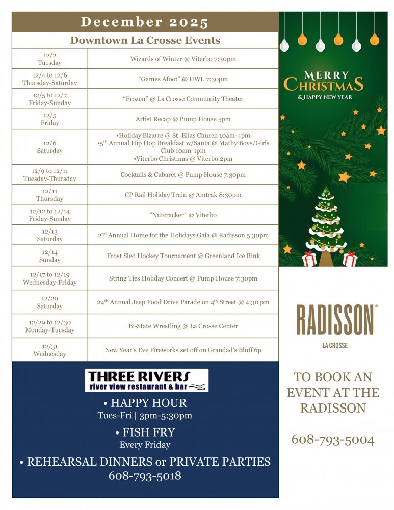 Three Rivers River View Restaurant & Bar - La Crosse WI | Three Rivers ...